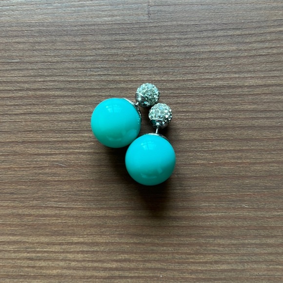 Jewelry | Stainless Steel Post Plastic Green Ball Front Back Earrings ...